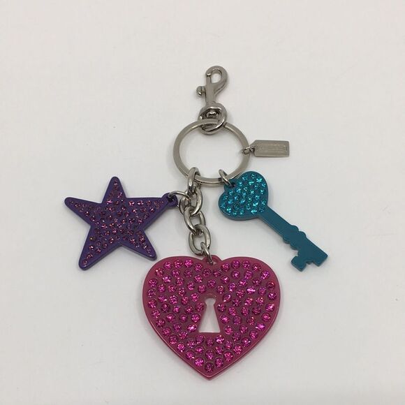 Coach | Accessories | Coachsilver Metal Logo Lock Key Padlock Heart Key ...